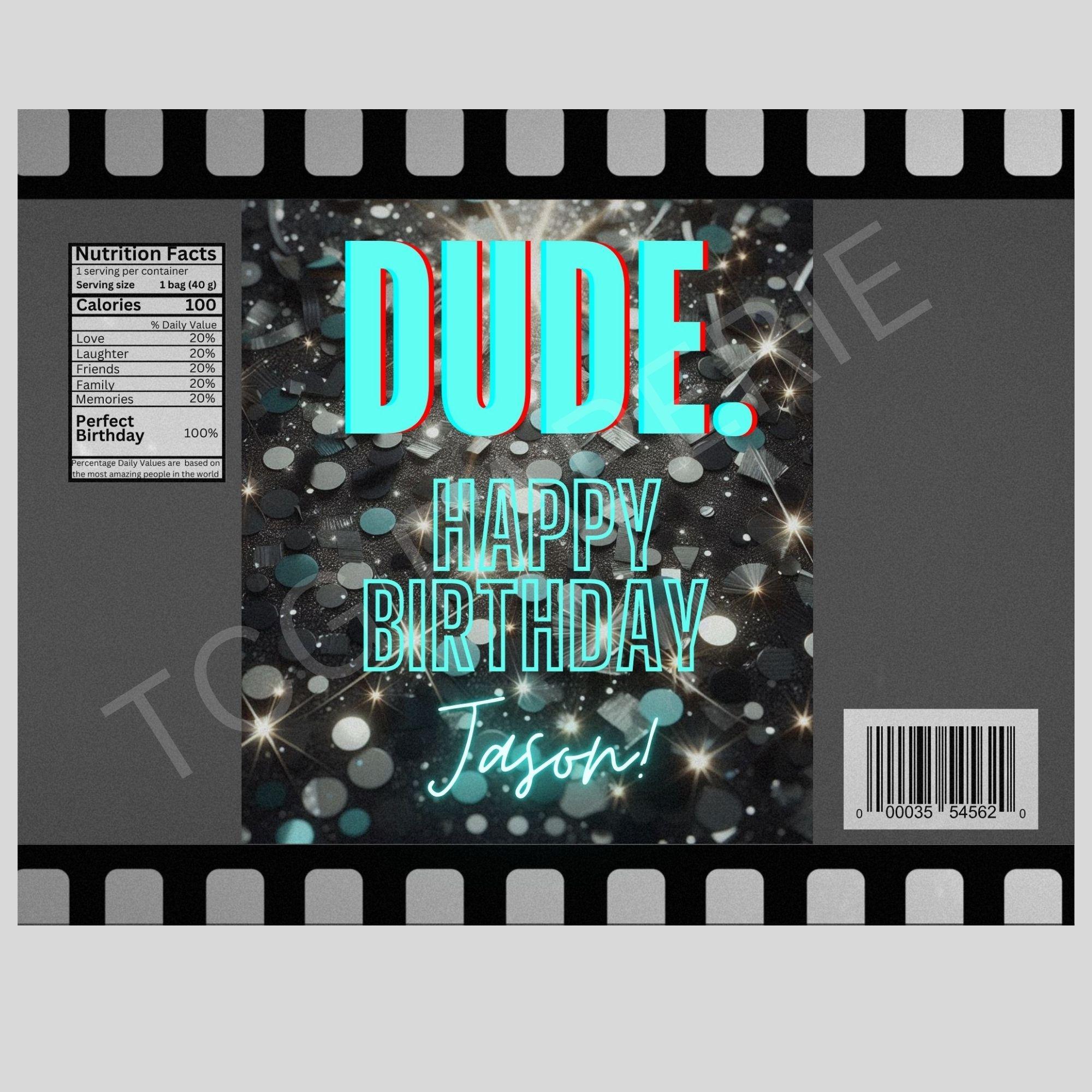 Dude Perfect Birthday Chip Bag Label, Dude Perfect Party, Pizza Party ...