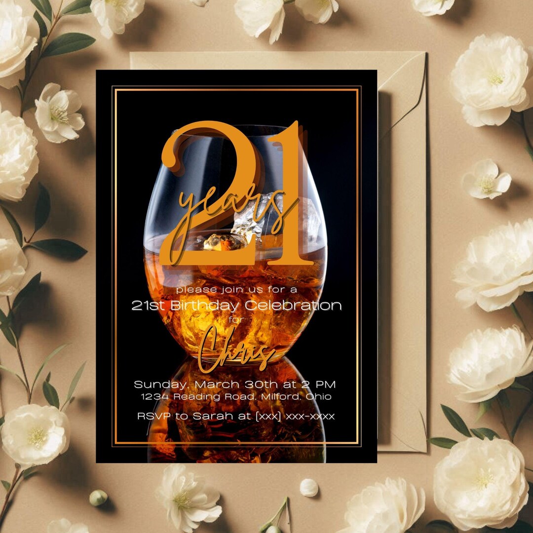 21st Birthday Invite, 21st Birthday Party, Invitation Template ...