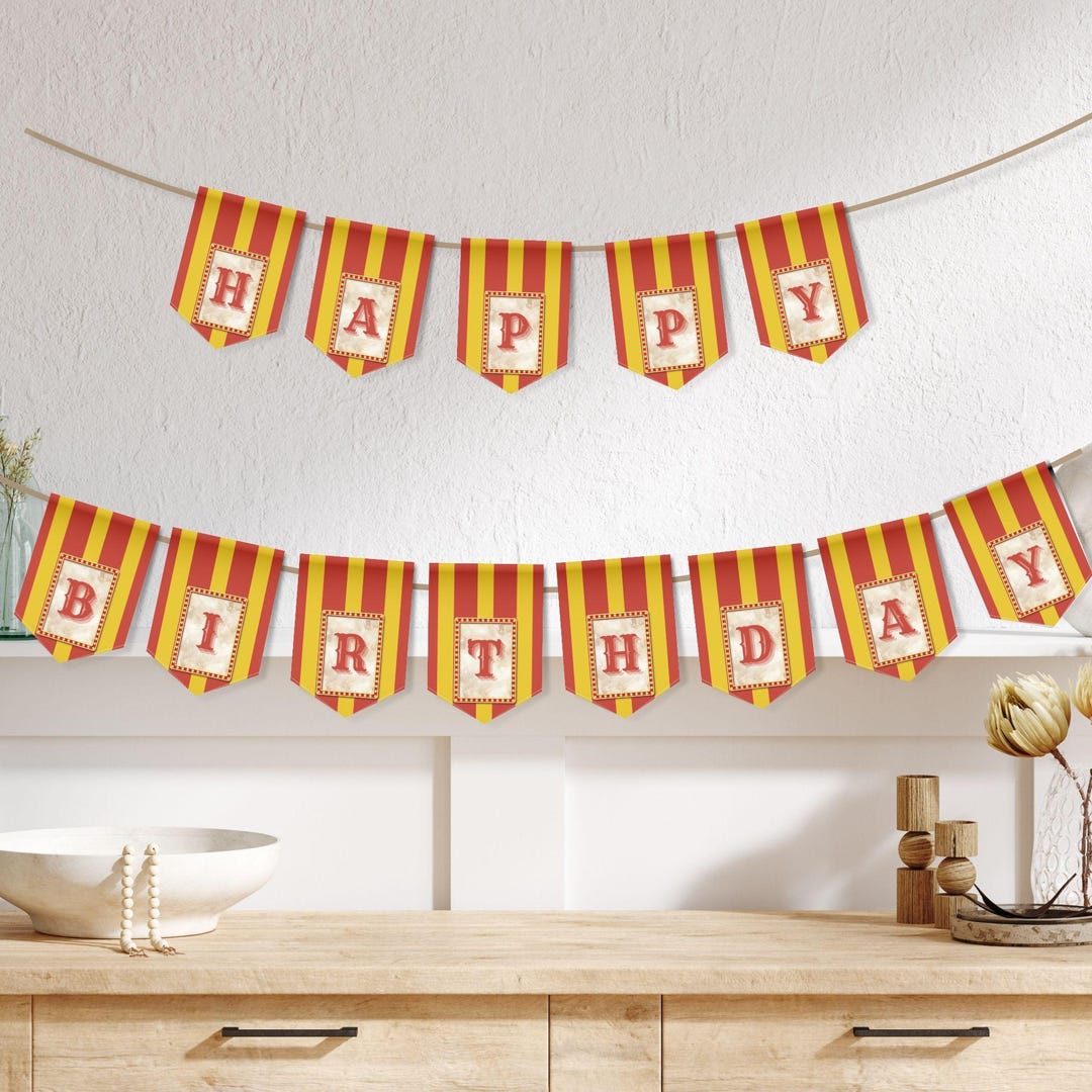Three Ring Circus Birthday Banner, Three Ring Circus Birthday Bunting ...