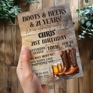 21st Birthday Invite, Western Birthday, Rustic Birthday, Country ...