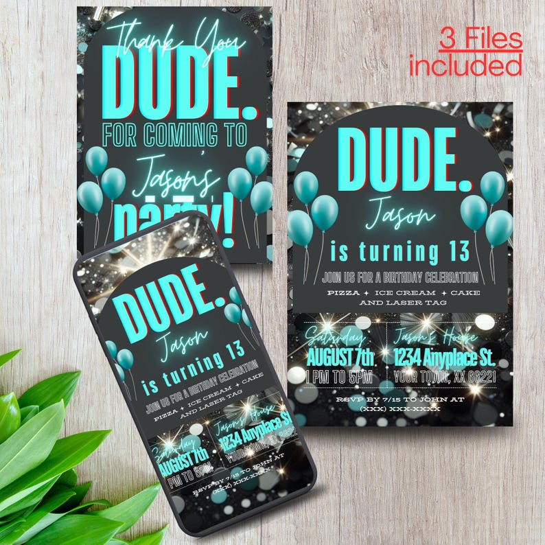 Dude Perfect Birthday Invite, Balloon Birthday Invitation, Boy Party ...