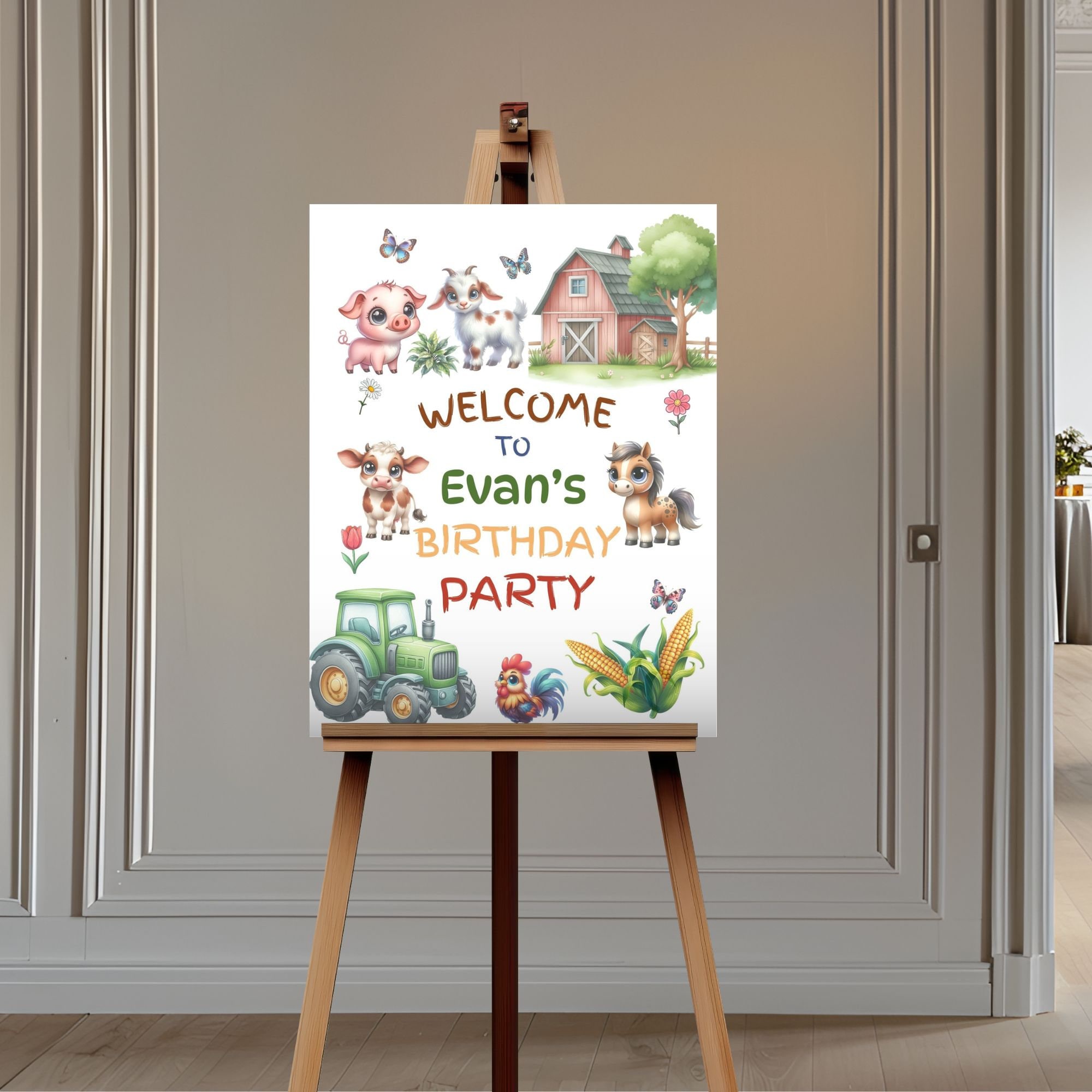 Farm Animal Birthday Welcome Sign, Farm Animals Kids Birthday Party ...