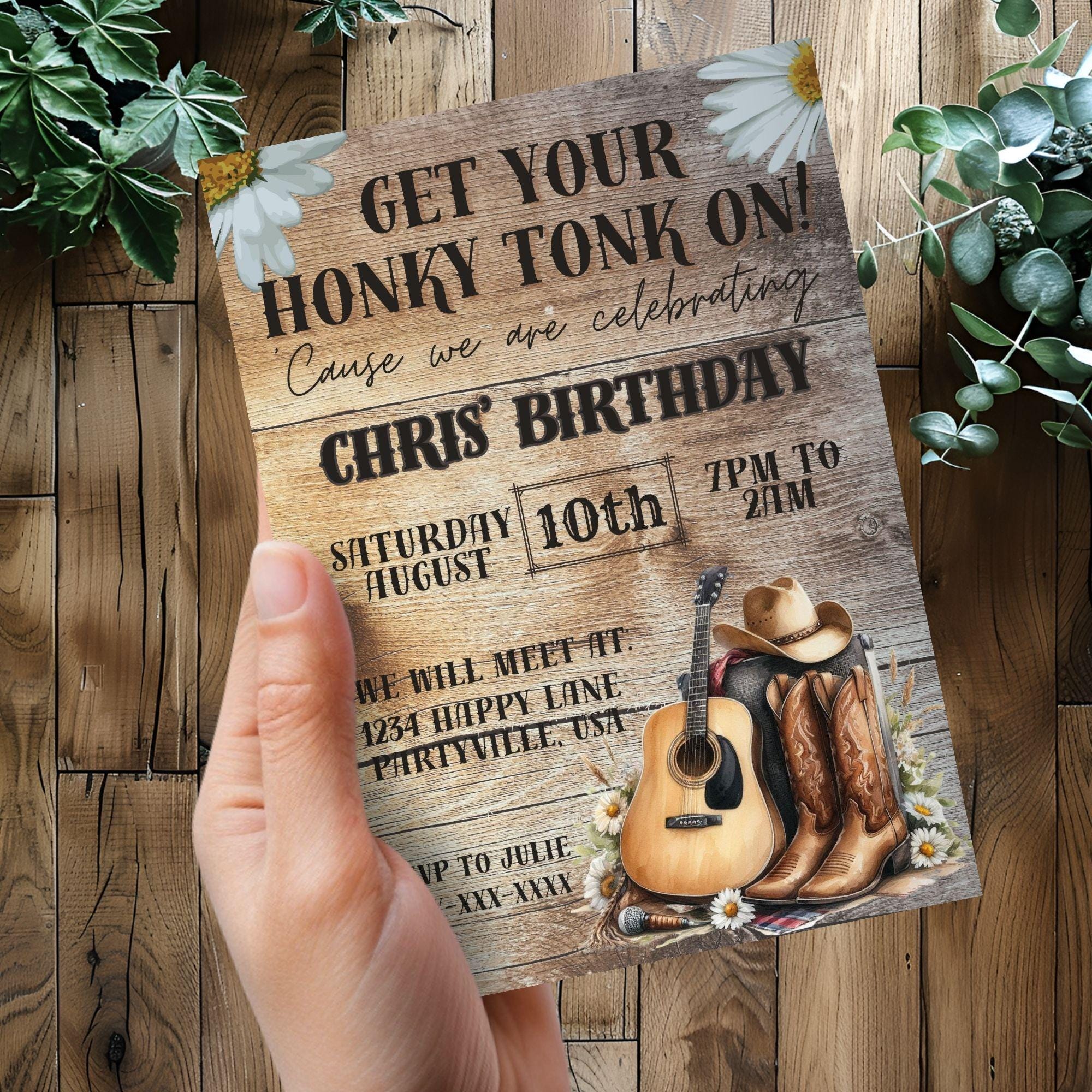 Country Music Birthday Invitation, Country Birthday Invitation, Country ...