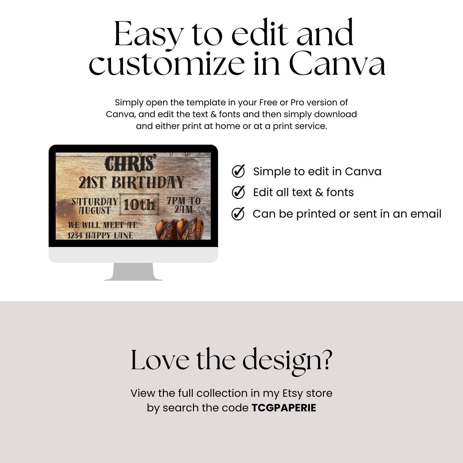 21st Birthday Invite, Western Birthday, Rustic Birthday, Country ...