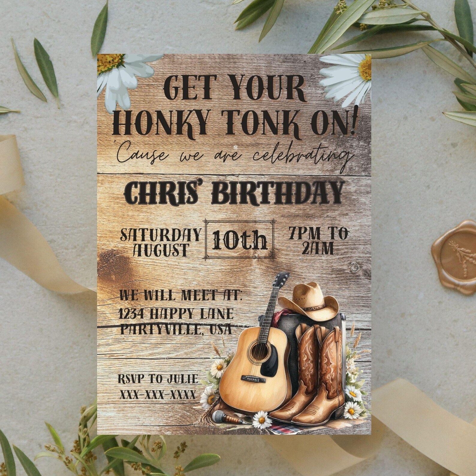 Country Music Birthday Invitation, Country Birthday Invitation, Country ...