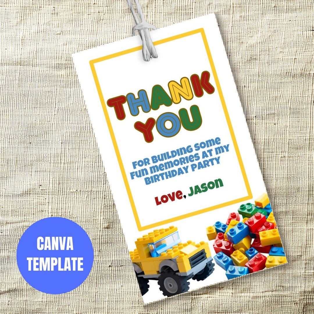 Building Blocks Birthday Thank You Favor Tag, Building Bricks Kids ...
