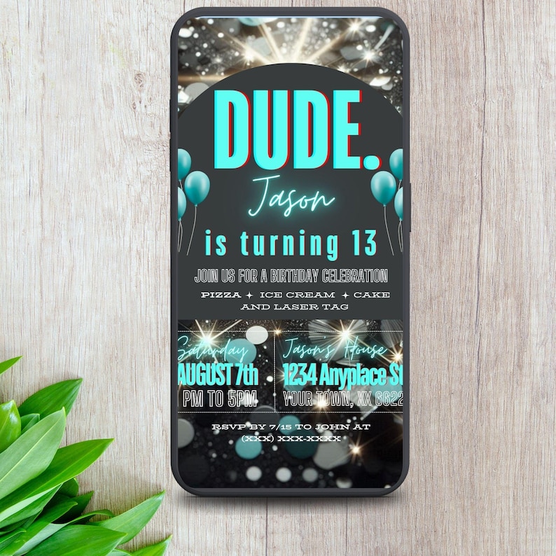 Dude Perfect Birthday Invite, Balloon Birthday Invitation, Boy Party ...