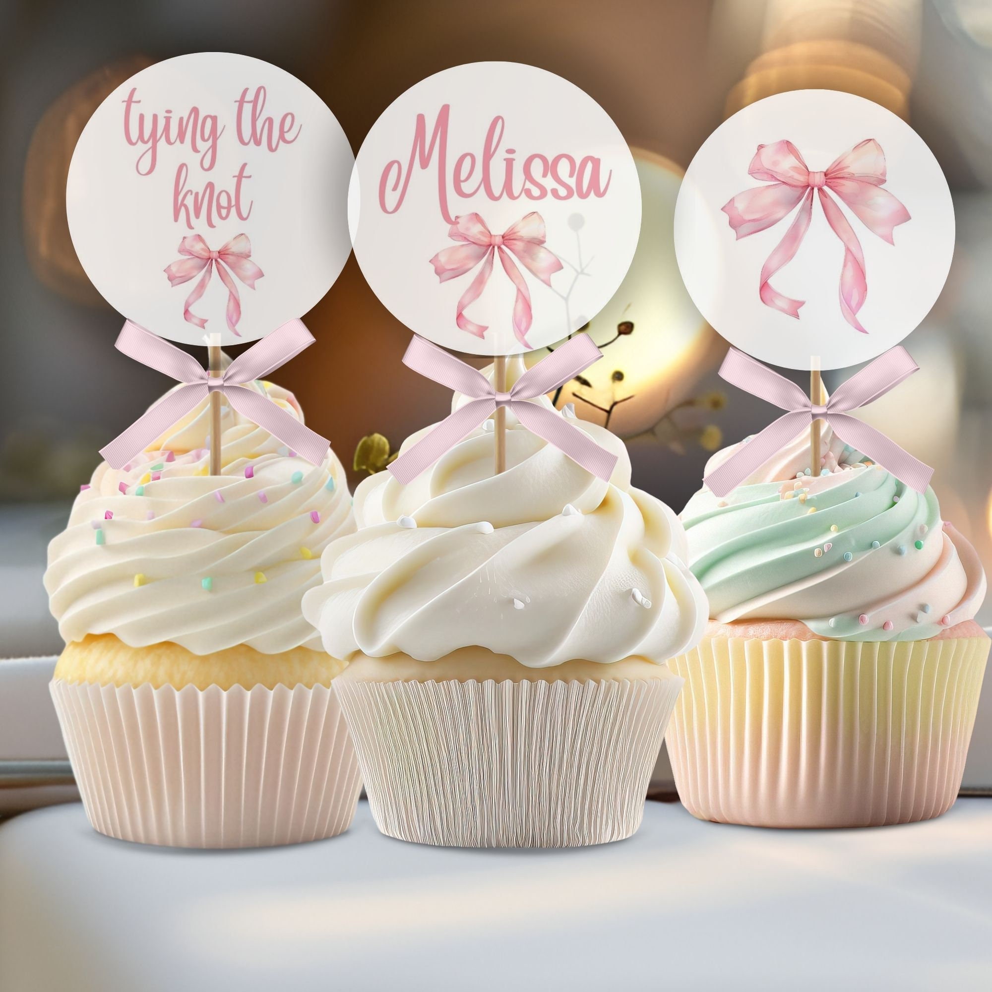 Shes Tying the Knot Bridal Shower Cupcake Topper, Bridal Shower Cupcake ...