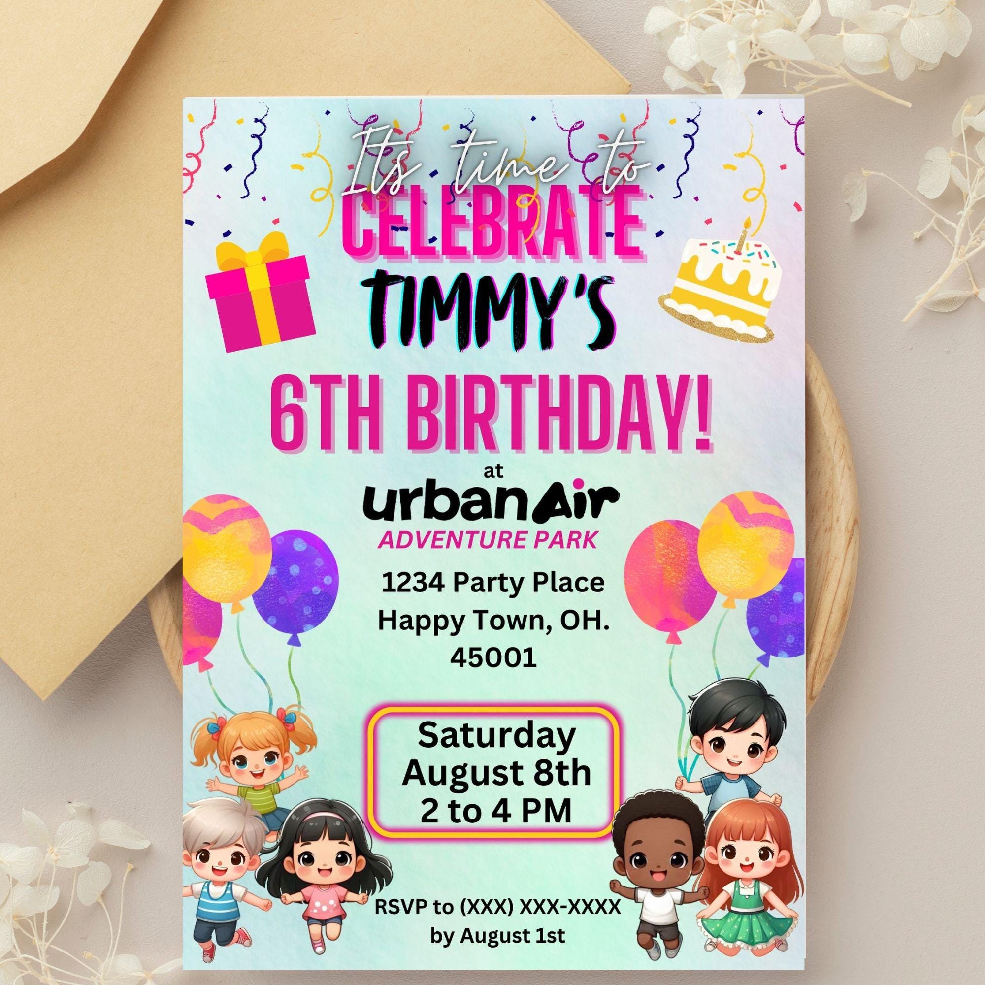 Birthday Invitation Urban Air, Urban Air Birthday Invitation ...