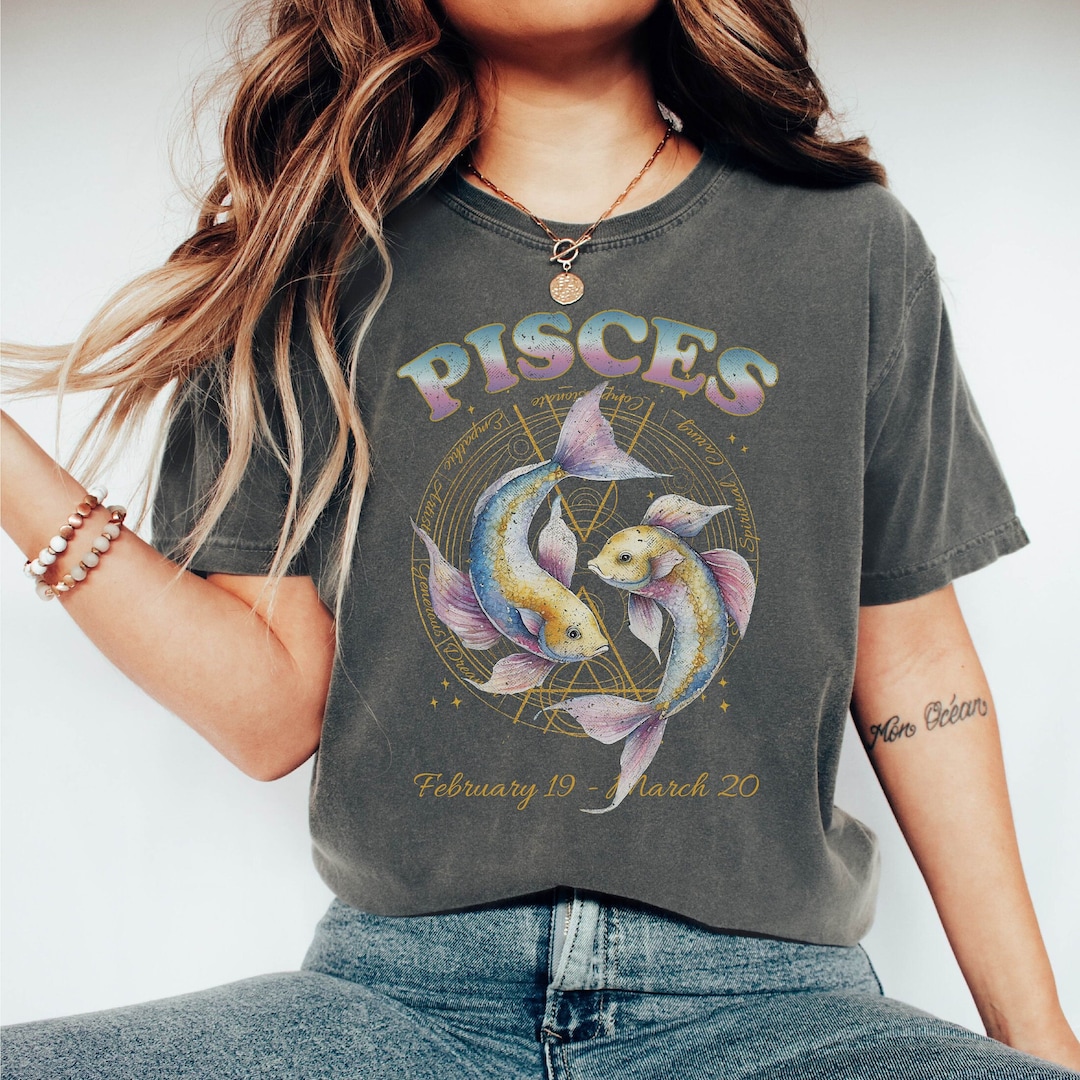 Pisces Zodiac Tshirt, Celestial Astrology Birthday Shirt, Pisces Sign ...