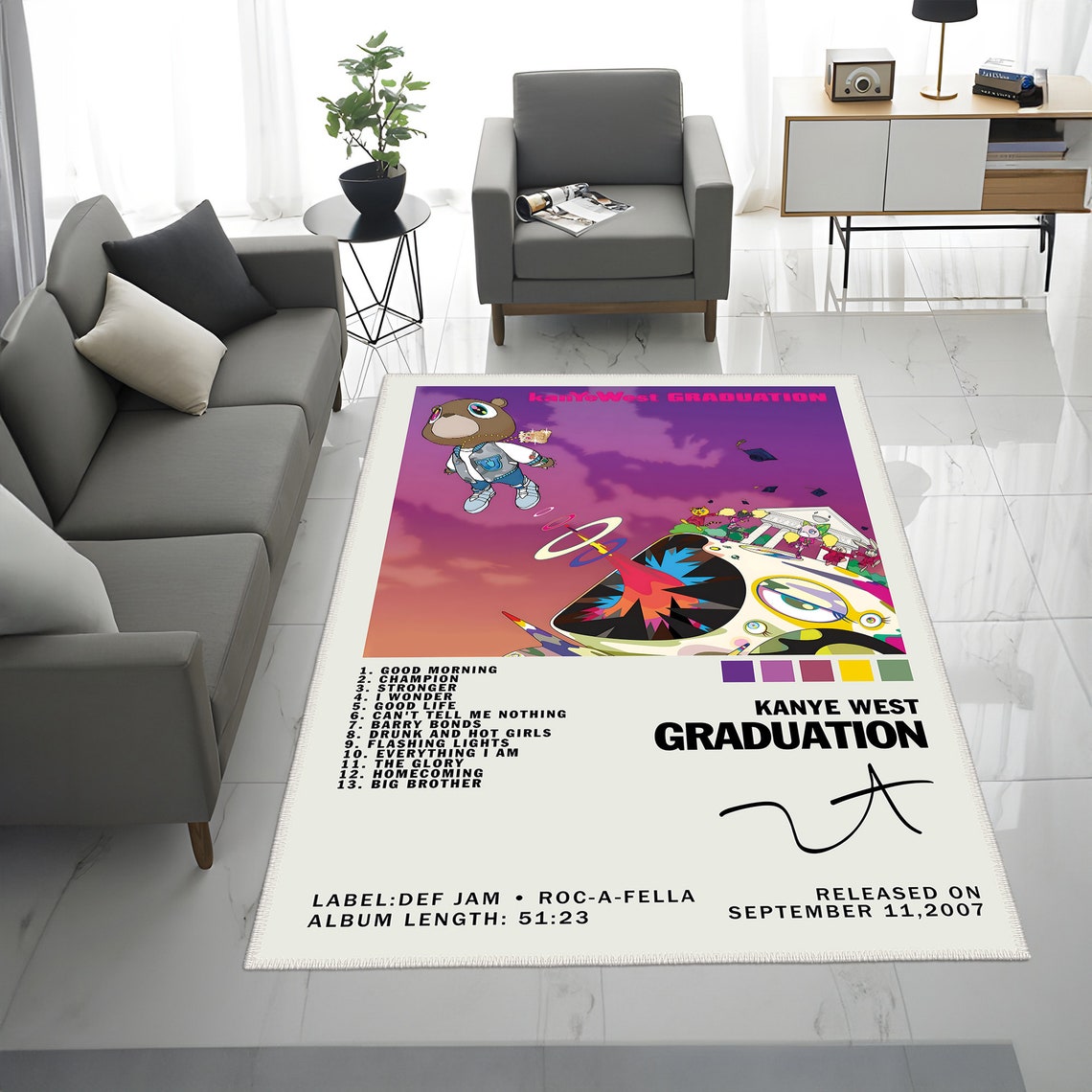 Kanye West Album Cover Rug,graduation Album Cover Rug,album Cover Rug ...