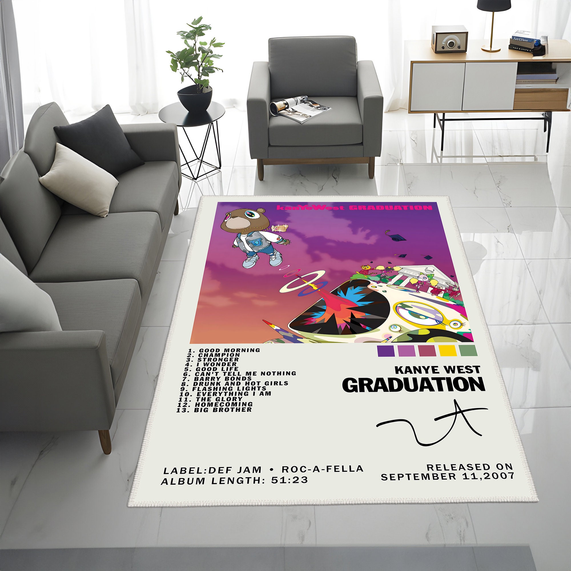 Kanye West Album Cover Rug Graduation Album Cover Rug Album Cover Rug