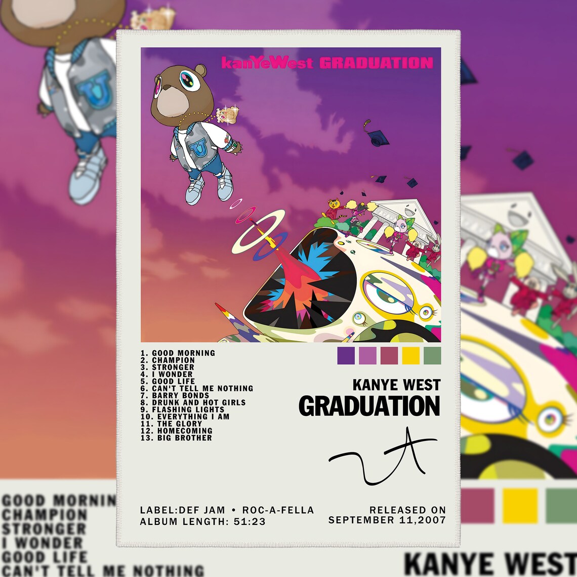 Kanye West Album Cover Rug,graduation Album Cover Rug,album Cover Rug ...