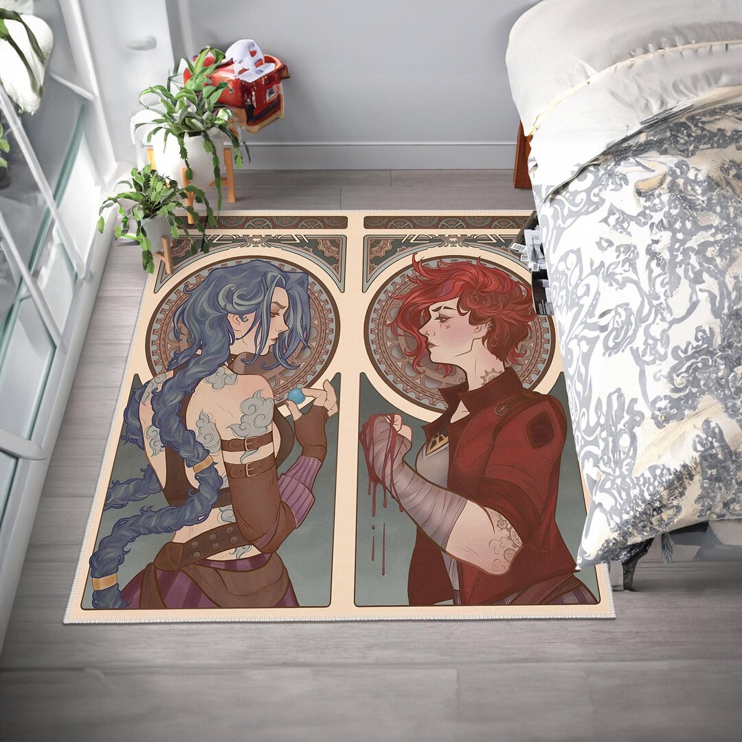 Arcane Game Rug, Jinx & Vi Rug, League of Legends Rug, Gamer Room Decor ...