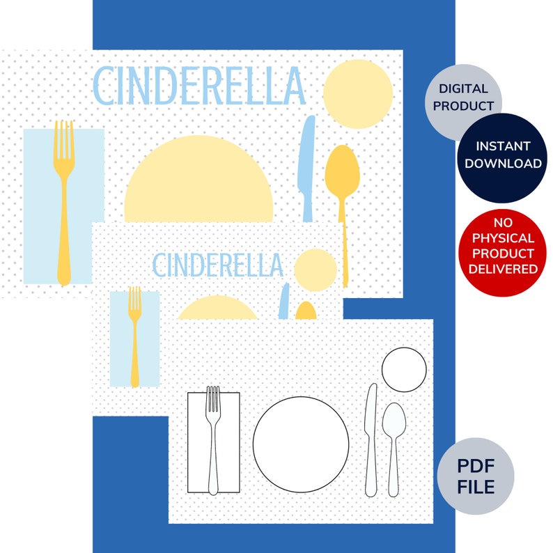 Cinderella Family Movie Night + Table Placemat, Menu, Homeschool ...