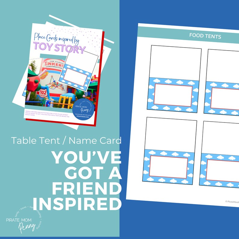 Name Placecard, Table Tent, Menu Food Card, Toystory Inspired, Learn to ...