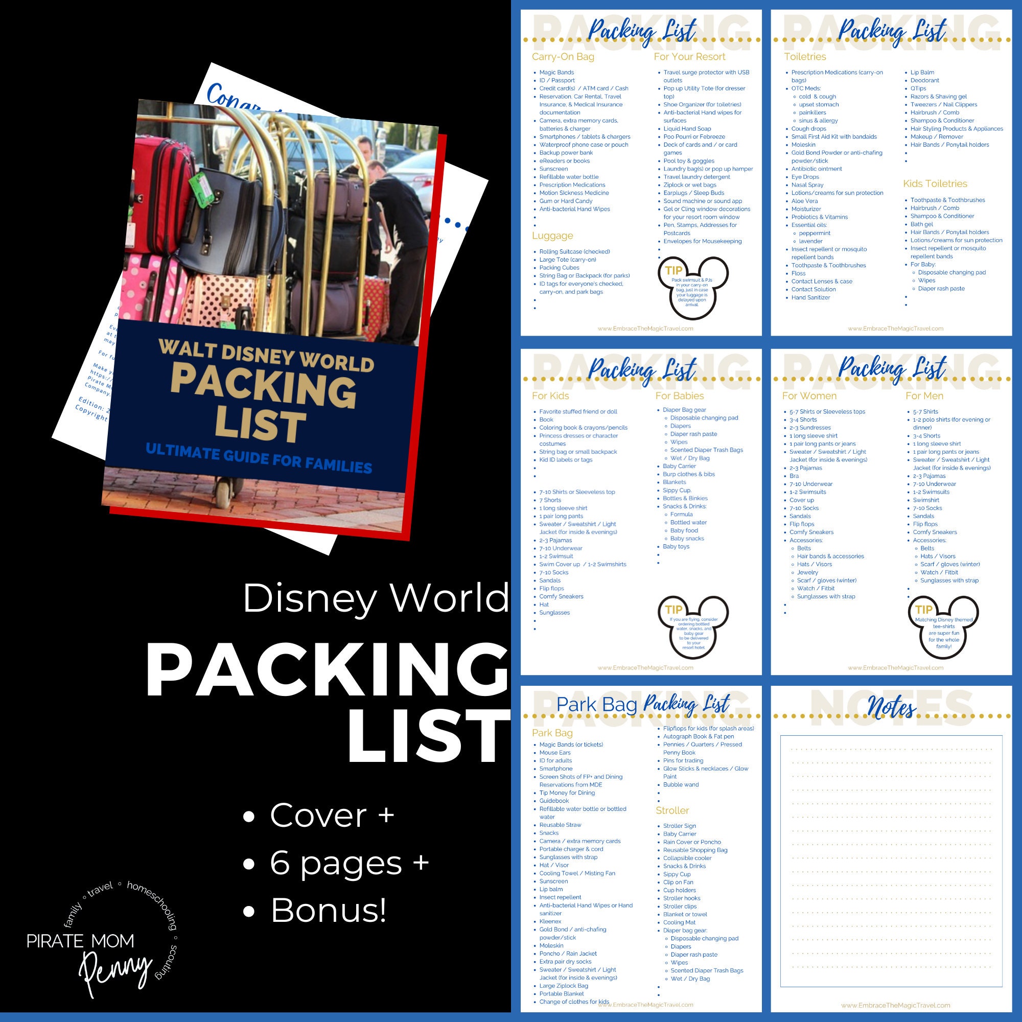 WDW Ultimate Packing Checklist Pages, Kids Baby Park Bag Adults ...