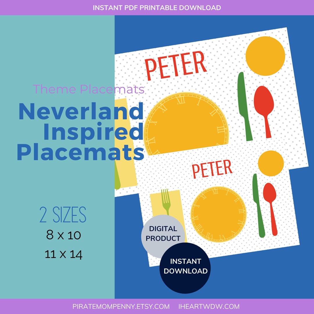Table Placemat, Peter Pan Inspired, Gift for Kids, Preschool, Learn to ...