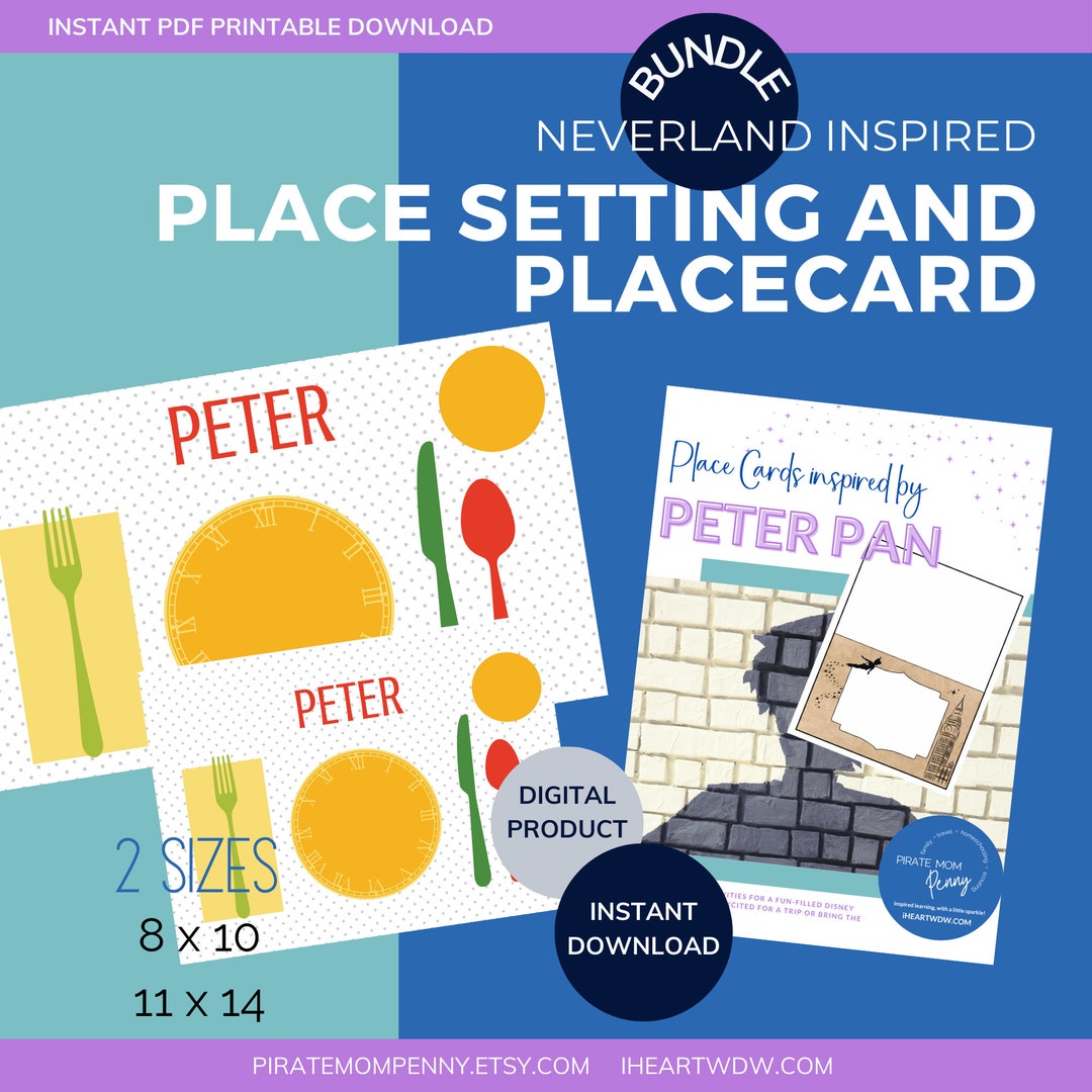 Table Placemat + Name Placecard, Peter Pan Inspired, Preschool, Learn ...
