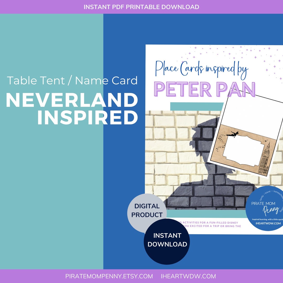 Name Placecard, Peter Pan Inspired, Table Tent, Menu Card, Learn to Set ...