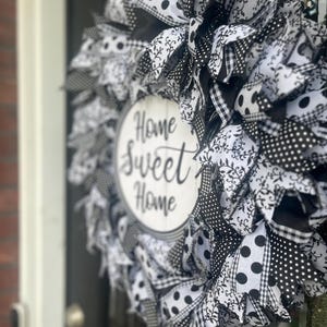 Black and White Ribbon Wreath | All Season Wreath | Home Sweet Home ...