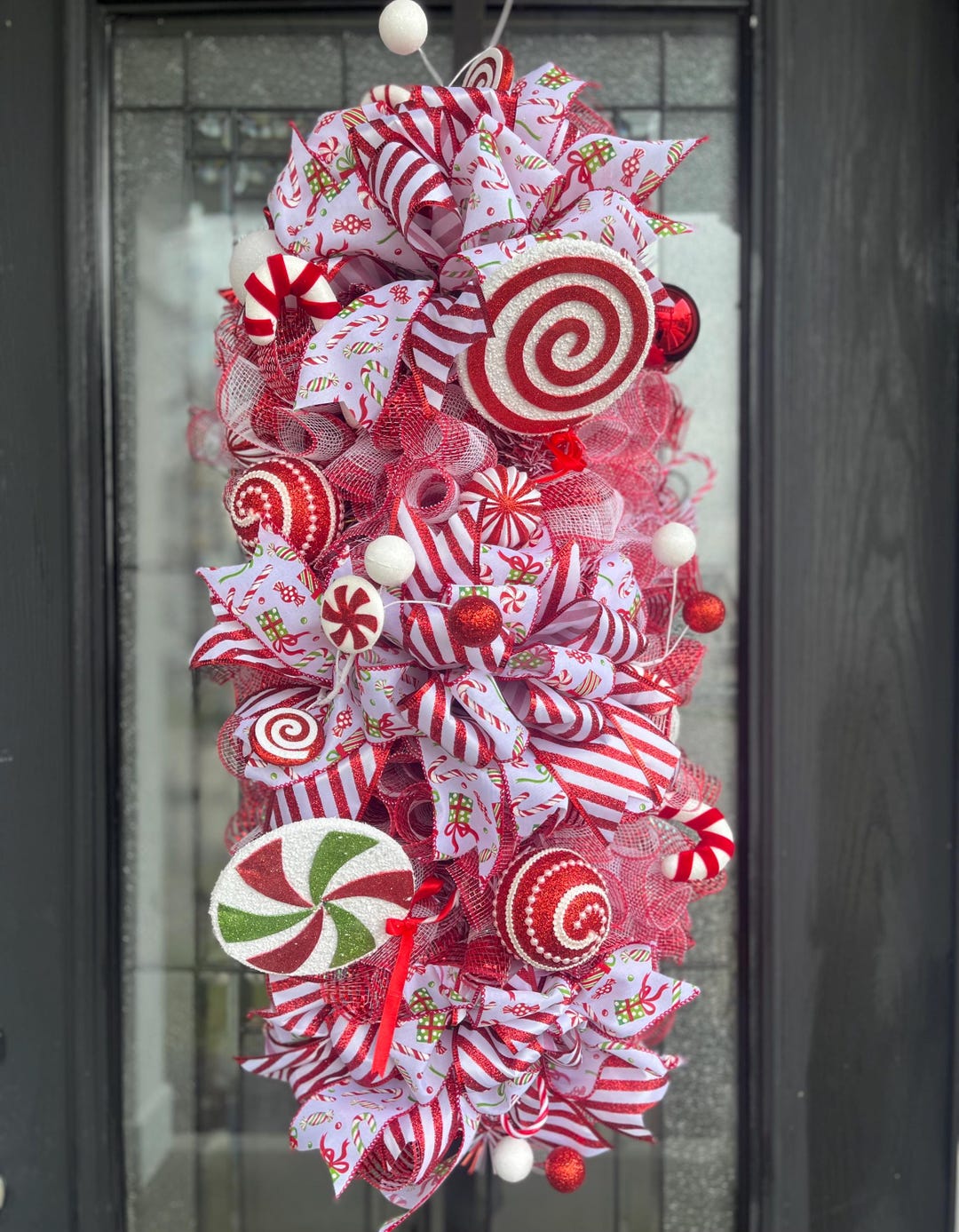 Candy Land Christmas Mesh Wreath | Peppermint Mesh Wreath| Winter 2025 ...