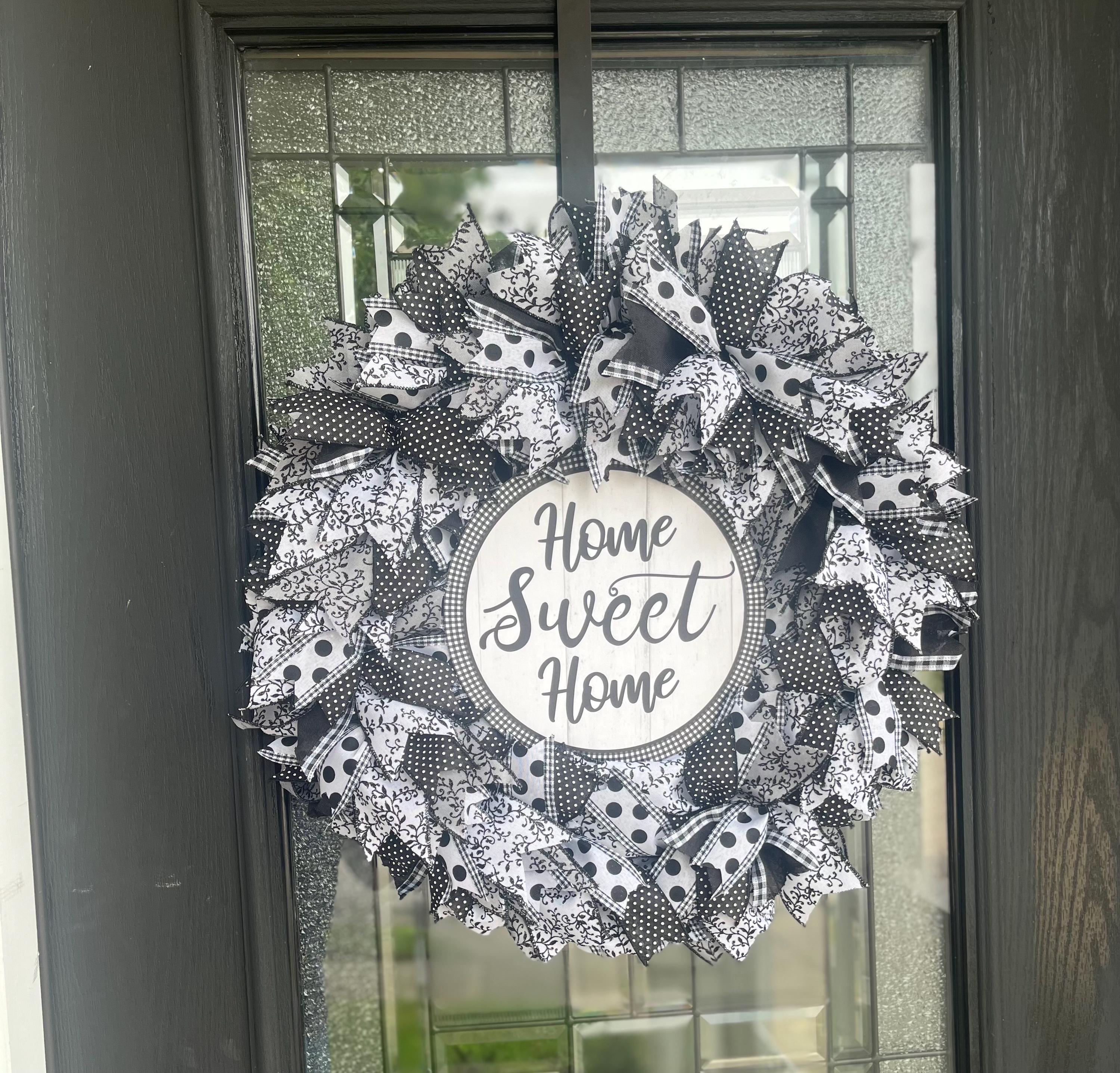 Black and White Ribbon Wreath | All Season Wreath | Home Sweet Home ...