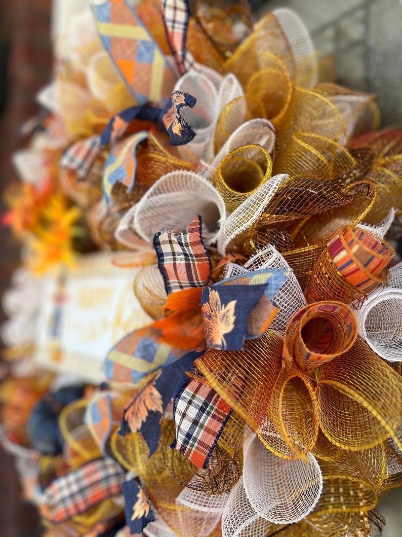 Happy Fall Scarecrow Wreath | Plaid and Flannel Fall Wreath | Pumpkin ...