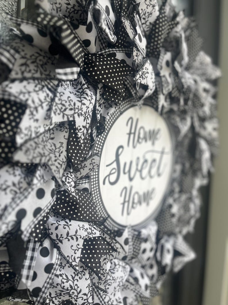 Black and White Ribbon Wreath | All Season Wreath | Home Sweet Home ...