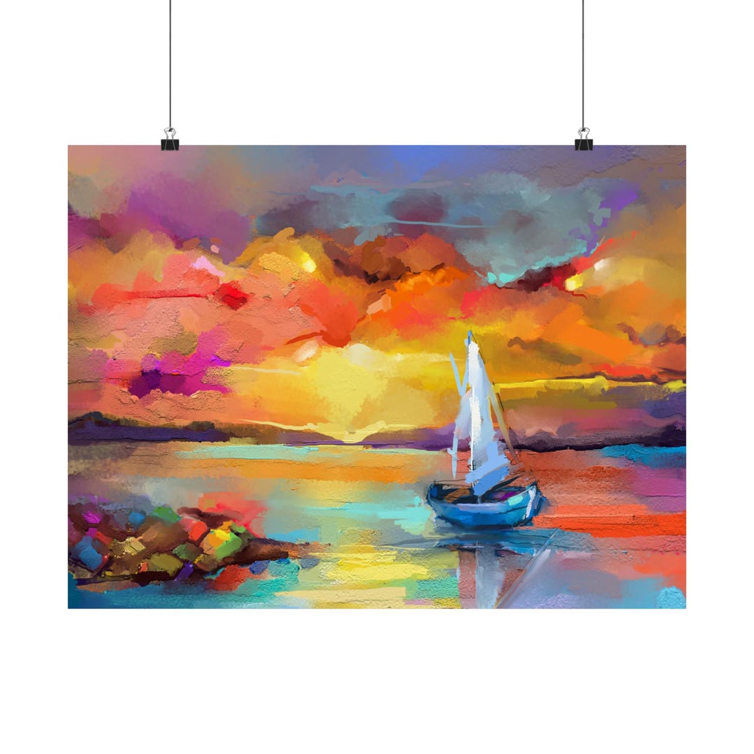 Oil Painting Ocean Poster, Landscape Wall Art, Beautiful Ocean Oil ...