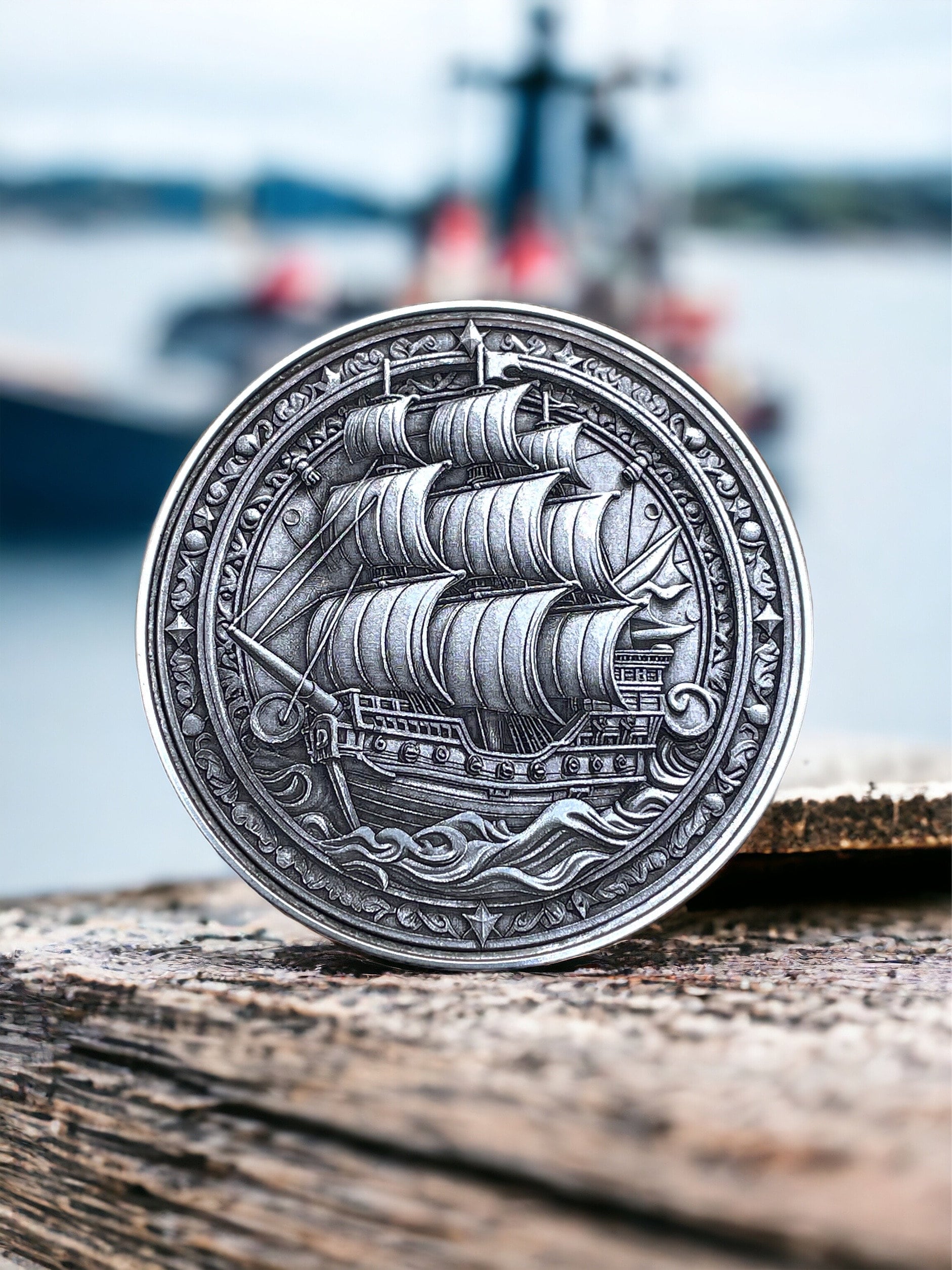 Pirate's Voyage - Brass Coin (50mm - Double-sided) With Pirate Ship - Etsy