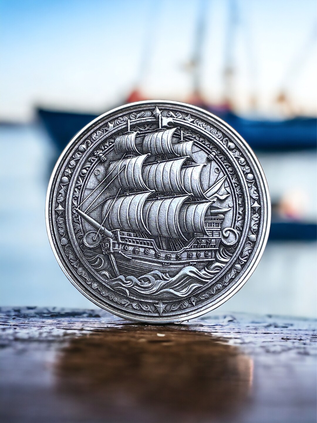Pirate's Voyage - Brass Coin (50mm - Double-sided) With Pirate Ship - Etsy