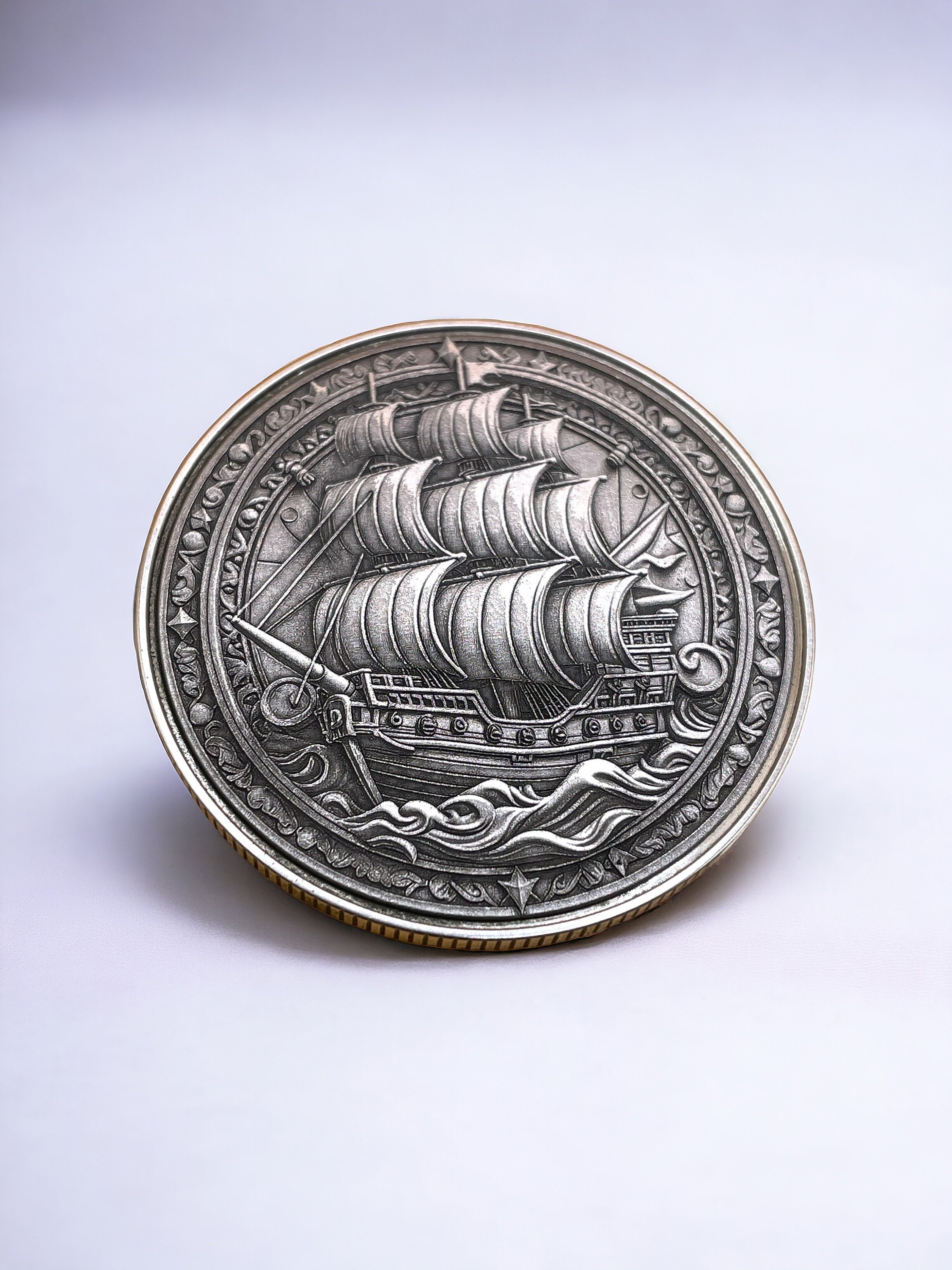 Pirate's Voyage - Brass Coin (50mm - Double-sided) With Pirate Ship - Etsy