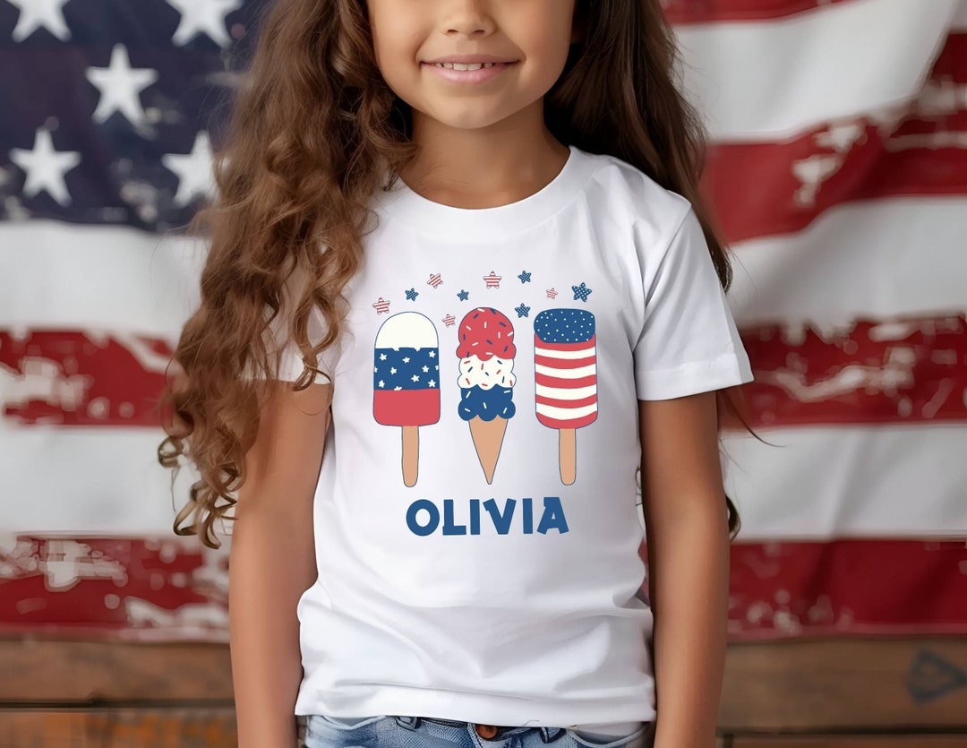 Custom USA Popsicle T-shirt, Personalized Kids Shirt, 4th of July Shirt ...