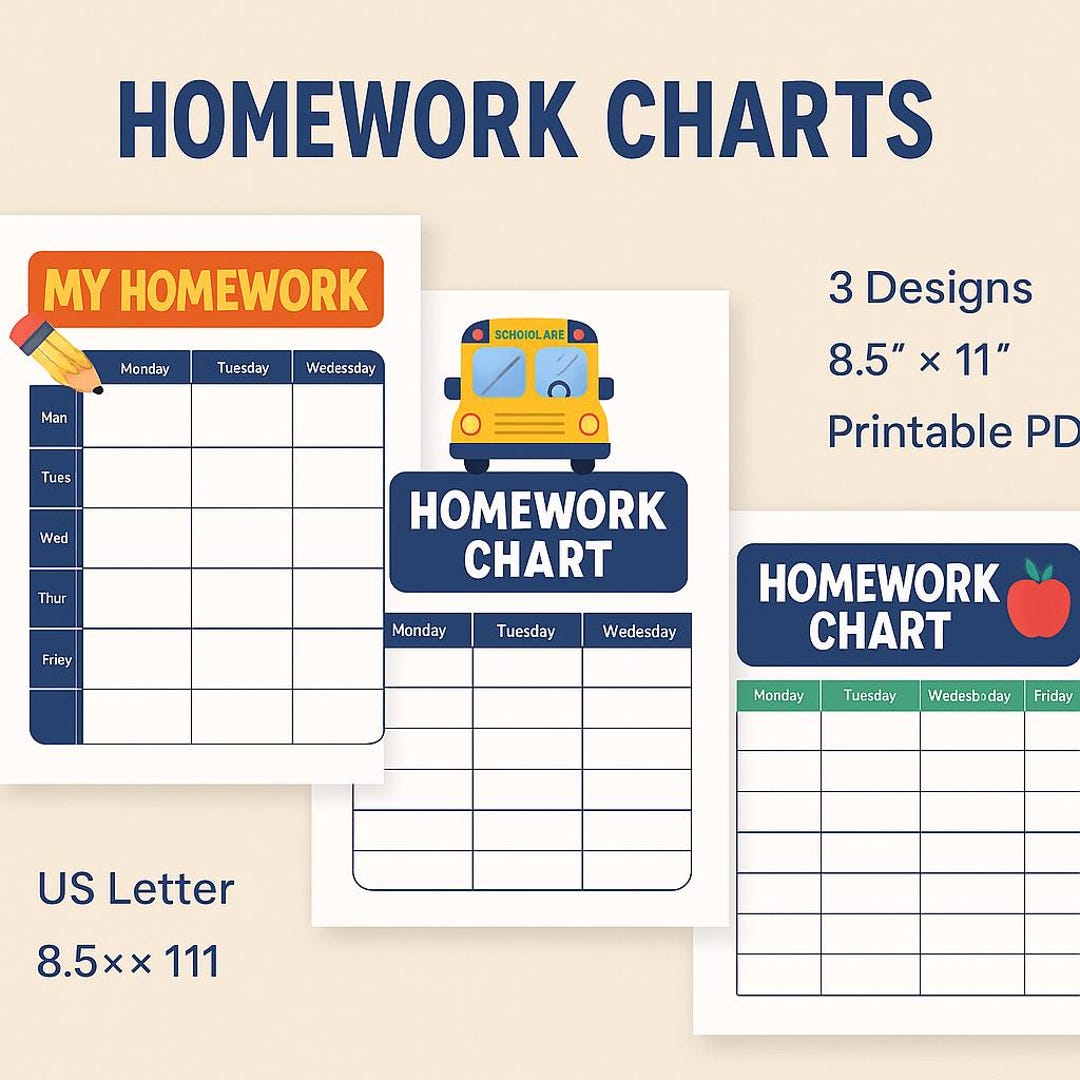 Back to School Homework Chart Pack | Printable Kids Reward Charts ...