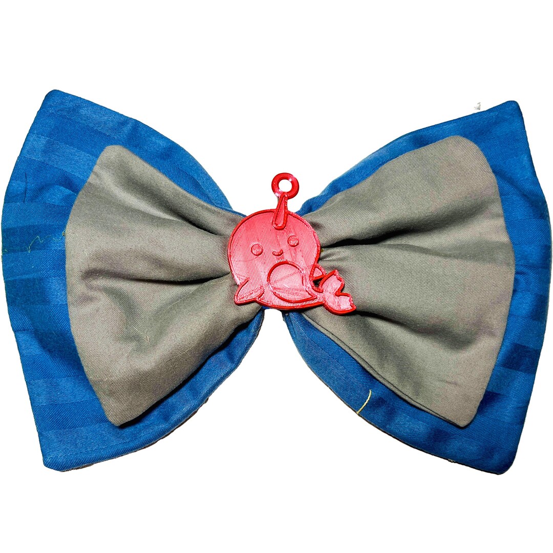 Handmade Fabric Hair Bow With 3D Printed Narwhal Charm – Blue and Gray ...
