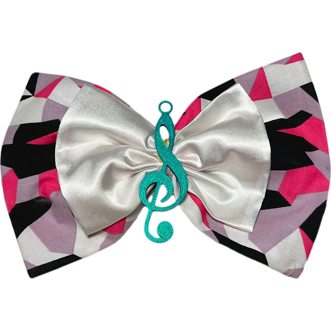 Music Note Hair Bow – Handmade Fabric Hair Clip With 3D Treble Clef ...