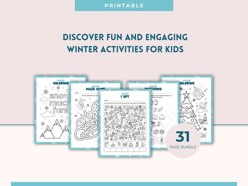 Printable Winter Kids Activity Sheets, Fun Holiday Games, Snow Day ...