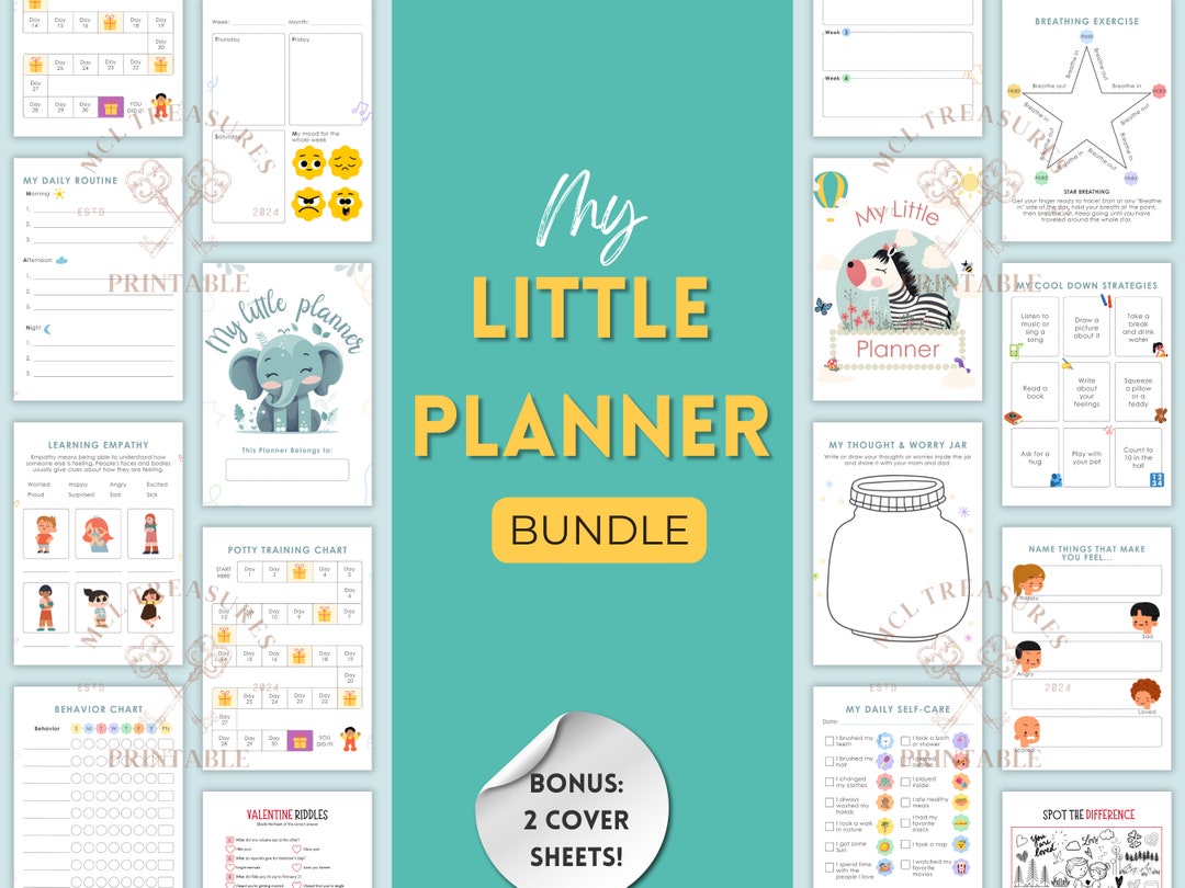 My Little Planner, Digital Kids Planner, 2 Bonus Covers, Routine Chart ...