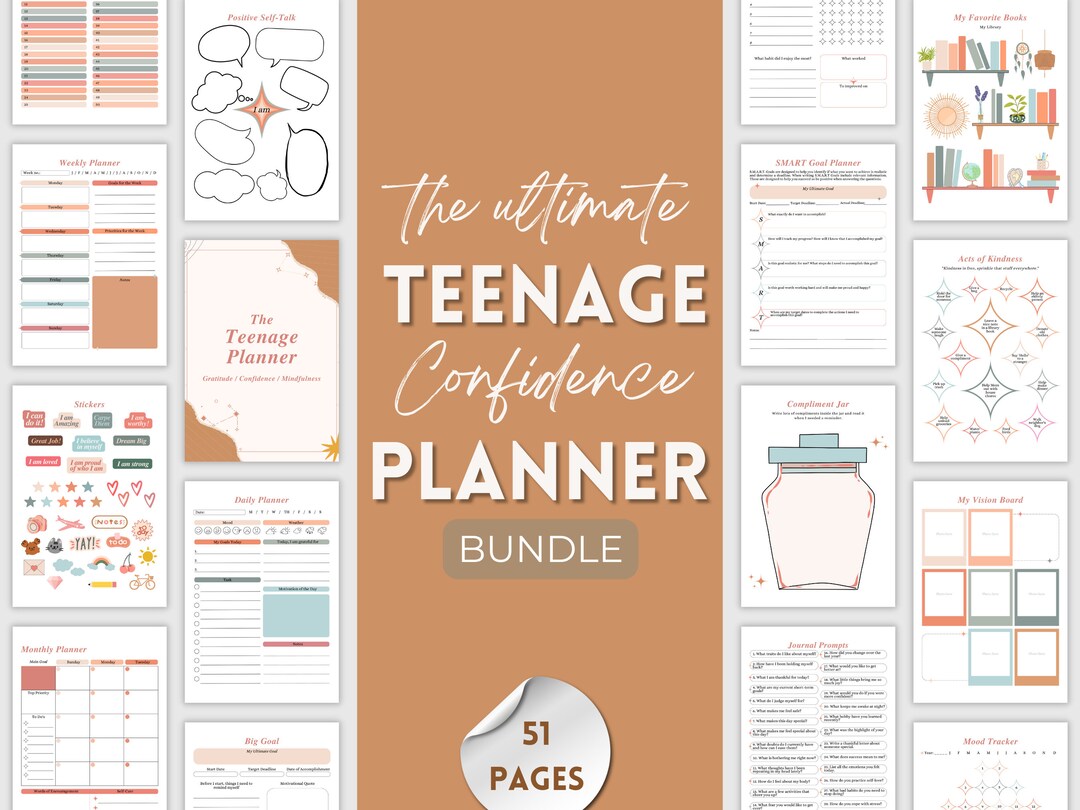 Teenage Confidence Planner, Personal Growth Journal, Self-care Planner ...
