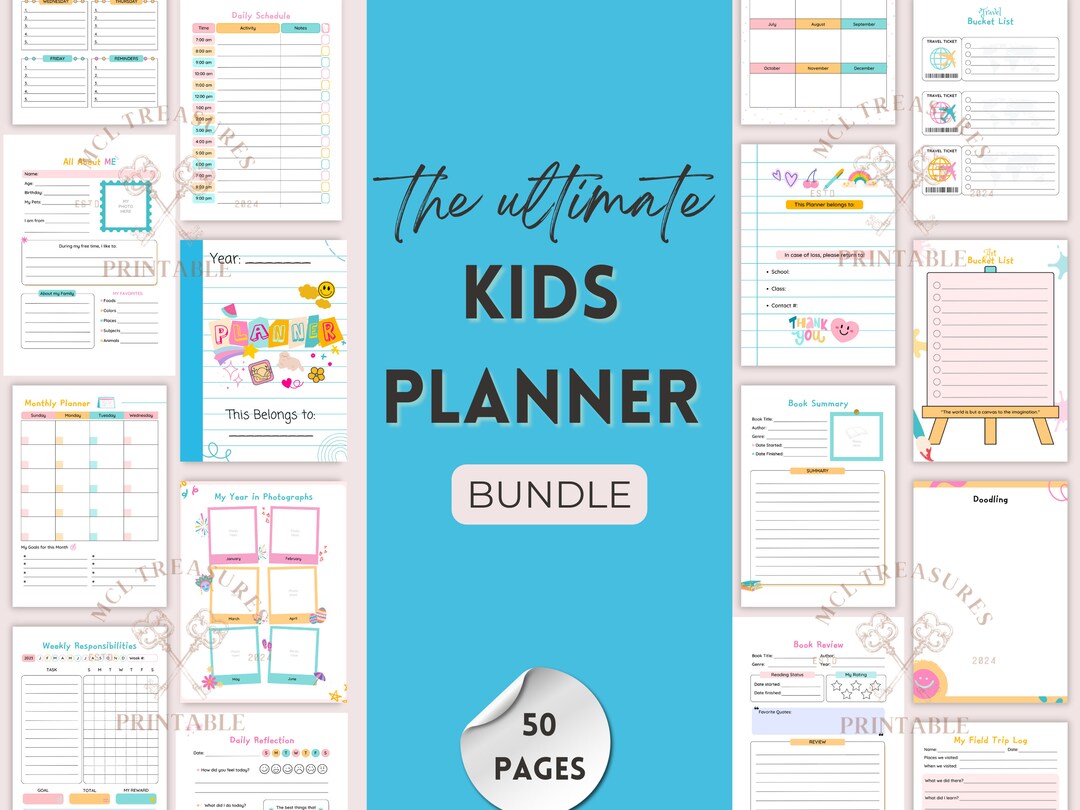 Kids Digital Planner, Children Planner, Kids Planner PDF, Printable ...