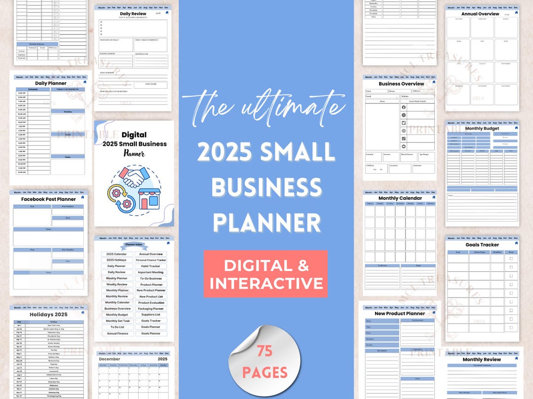 2025 Digital Small Business Planner, Printable Entrepreneur Planner ...