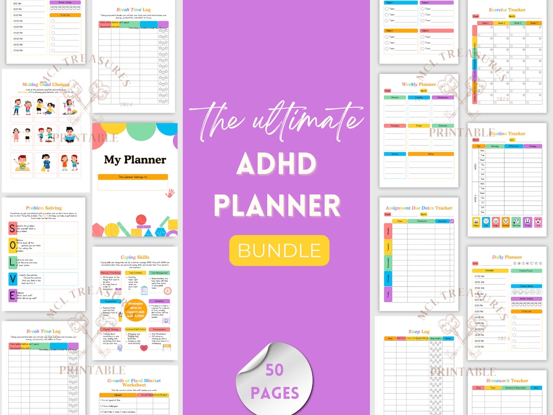 ADHD Kids Planner, Kids Planner, Kids Chore Chart, Kids Daily Planner ...