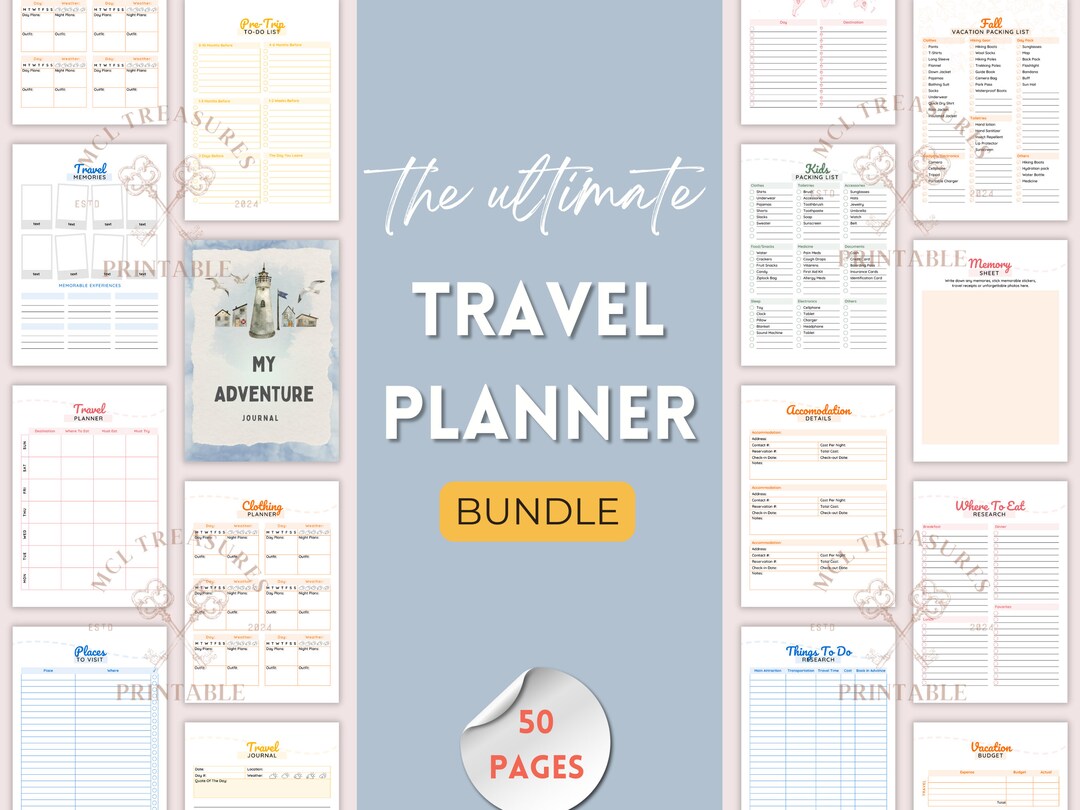 Family Printable Travel Planner, Vacation Journal, Itinerary Log ...