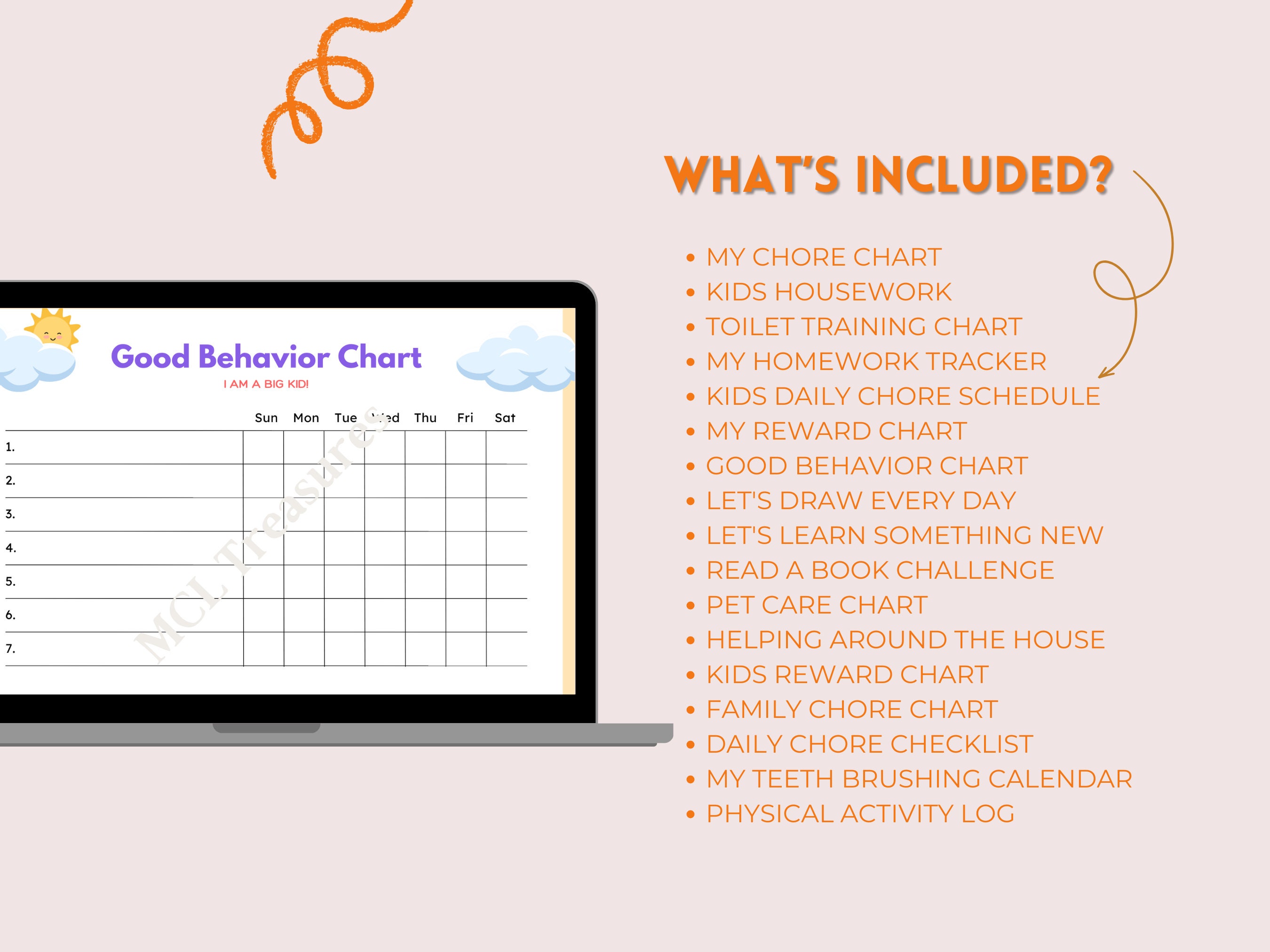 Kids Chore Chart Tracker, Printable Chore List, Reward Chart for Kids ...