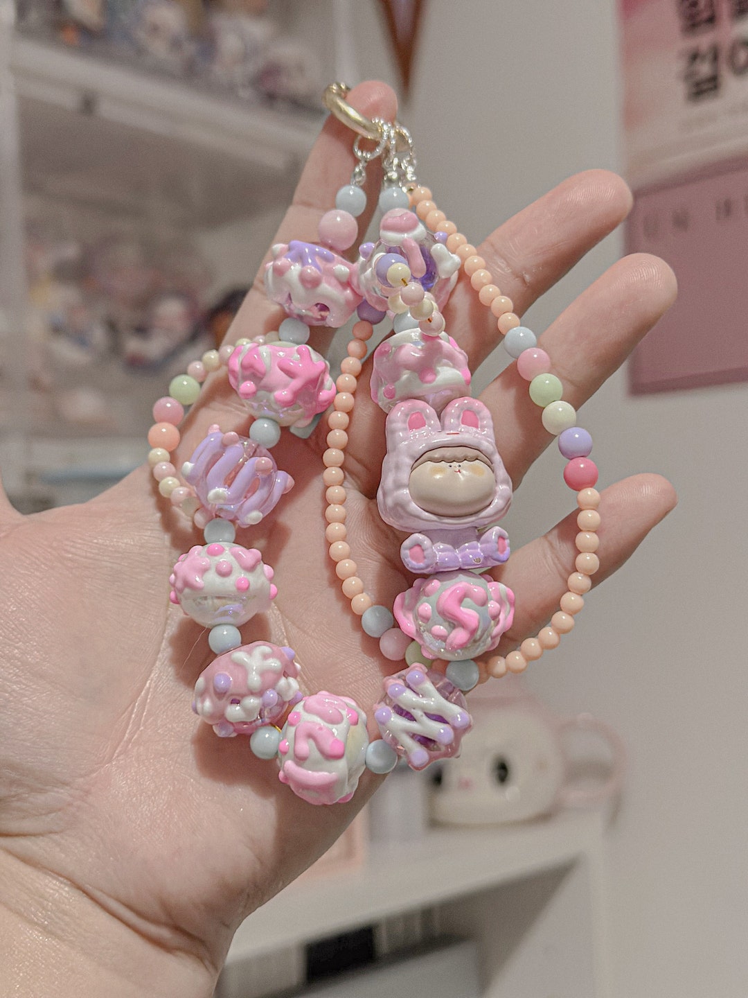 Amlls Colorful Bunny Mini Bean Phone Charm/keychain - Etsy