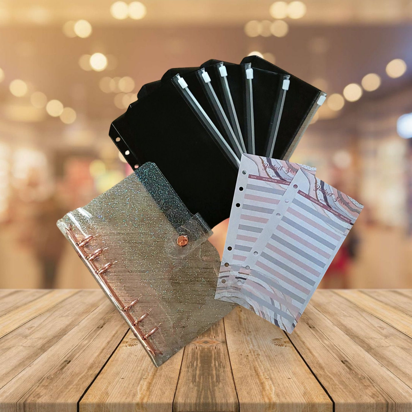 A6 Rose Gold Glitter Binder W/custom Envelopes - Etsy