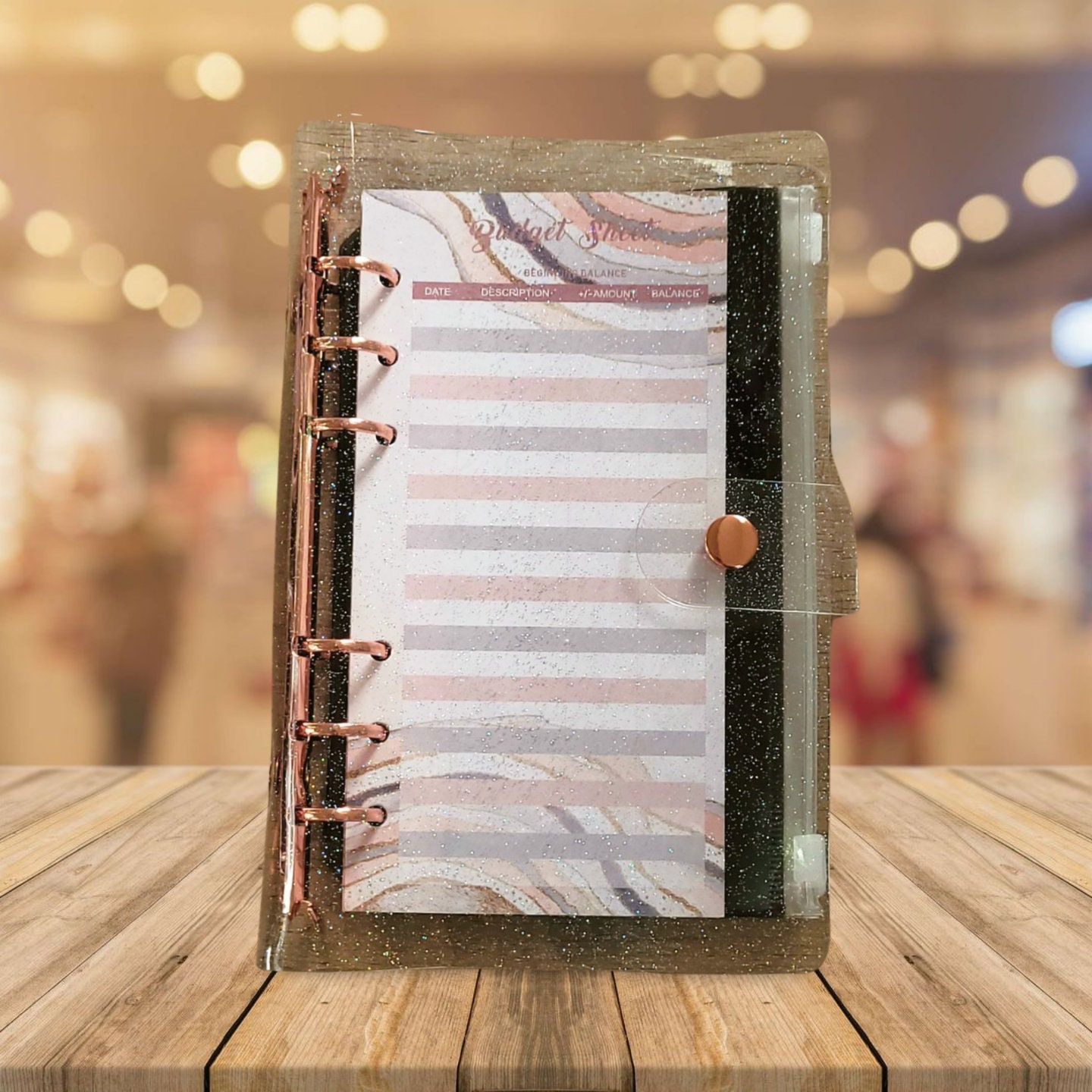 A6 Rose Gold Glitter Binder W/custom Envelopes - Etsy