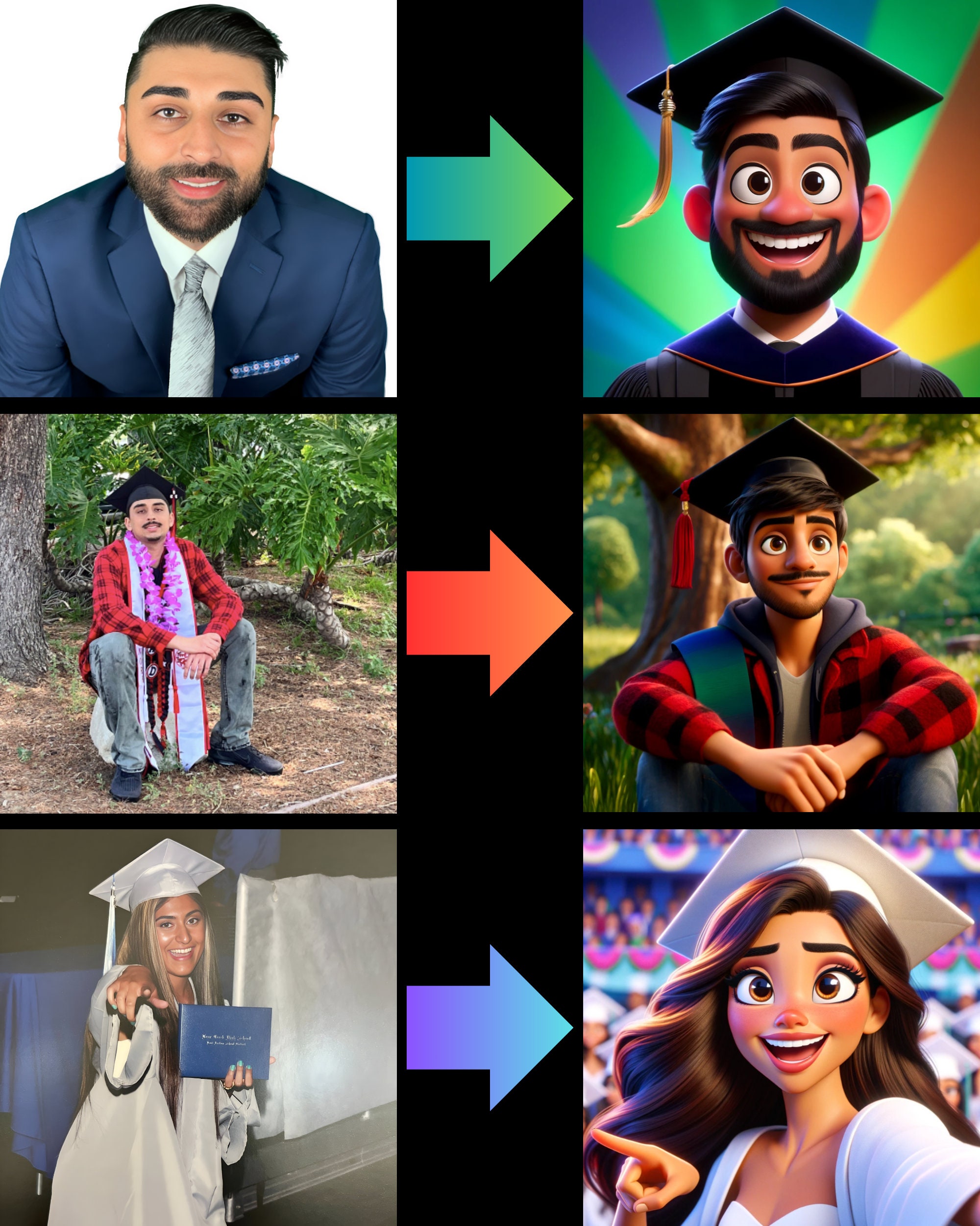 Cartoon Graduate Portrait - Pixar Theme - Etsy