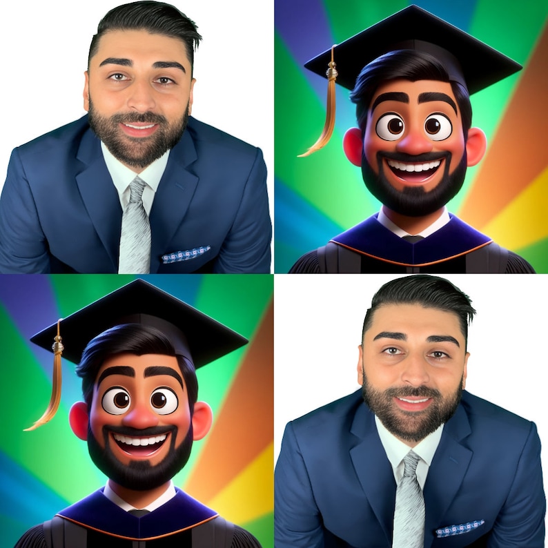 Cartoon Graduate Portrait - Pixar Theme - Etsy